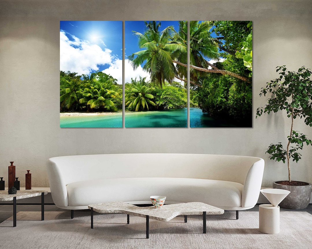 Sunny Tropical Island Decor for Dining Room, Tropical Beach Print on ...