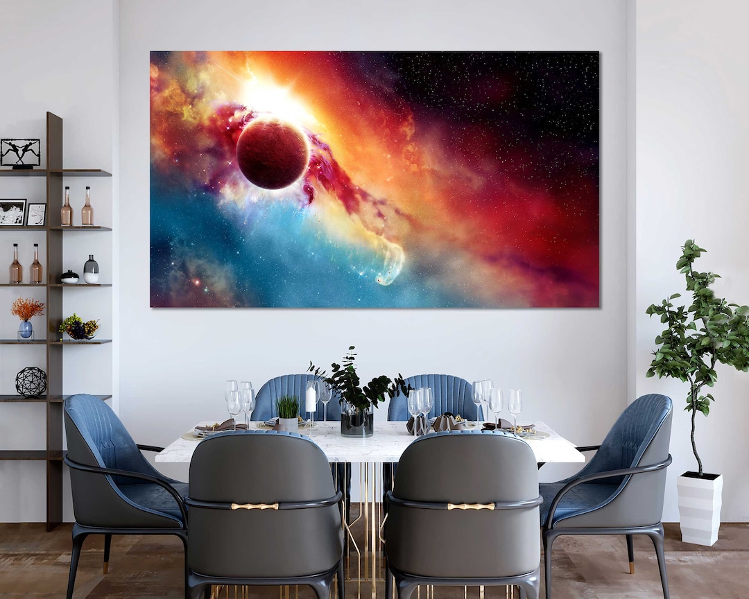 Colorful in Space Wall Painting Art, Abstract Space Modern Wall Arts ...
