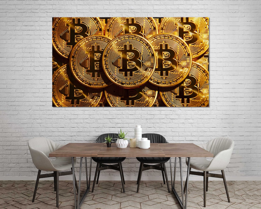 Cool Decor With Bitcoin Art Gold Money Design Wall Decor Finance Modern ...