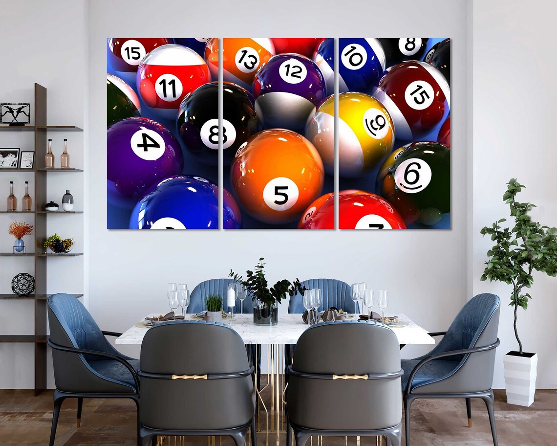 Billiard Balls Modern Wall Art Colorful Balls Artwork for | Etsy
