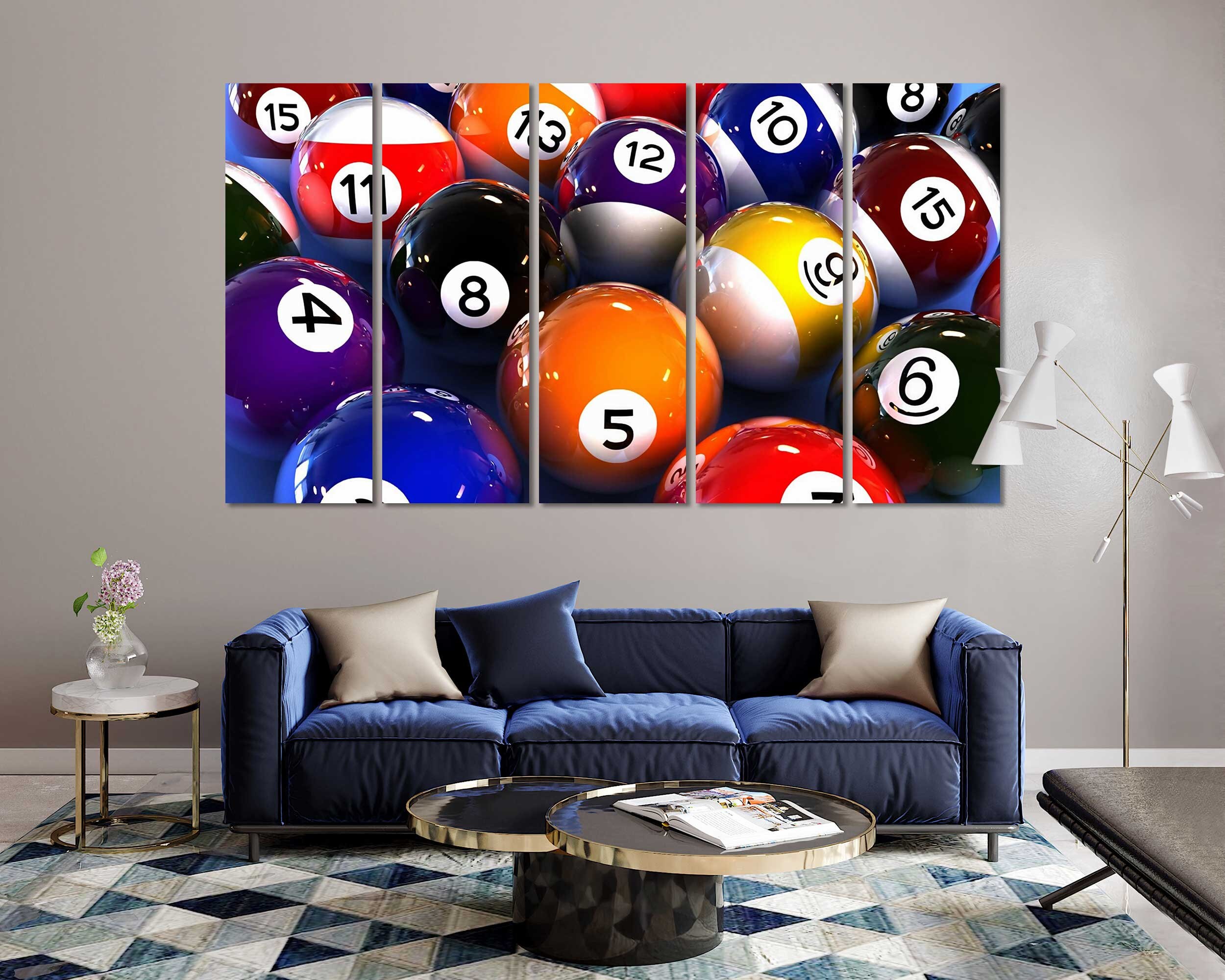 Billiard Balls Modern Wall Art, Colorful Balls Artwork for Home ...