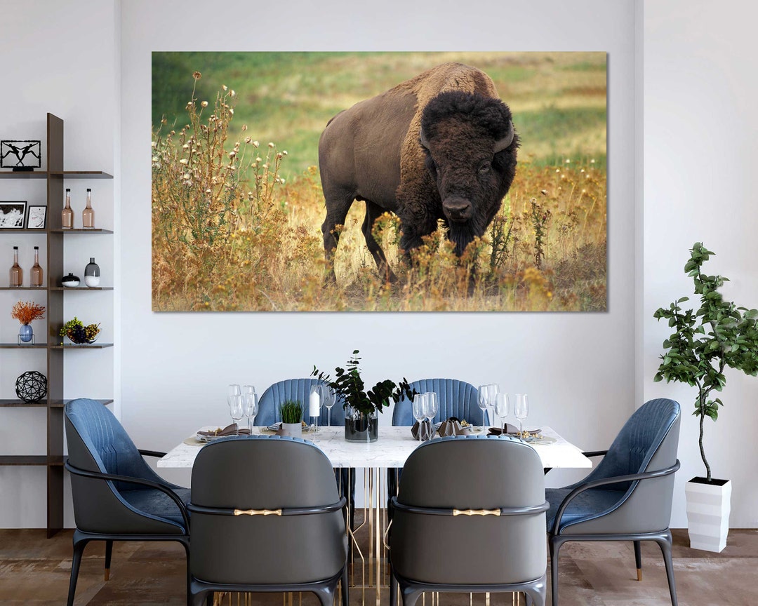 American Bison Large Art for Wall, Bison Canvas Sets, Buffalo Printing ...