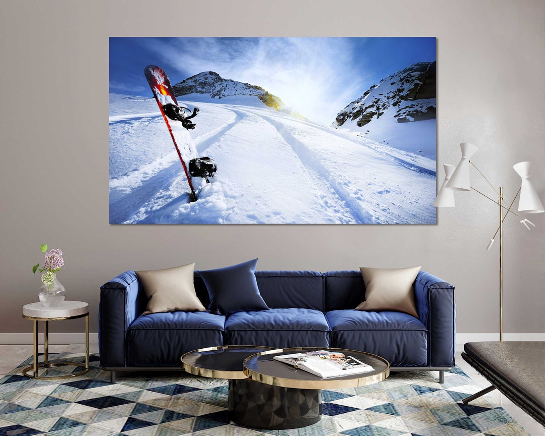 Snowboard at Sunlight Stylish Art for Wall, Snowboard Print Canvas ...