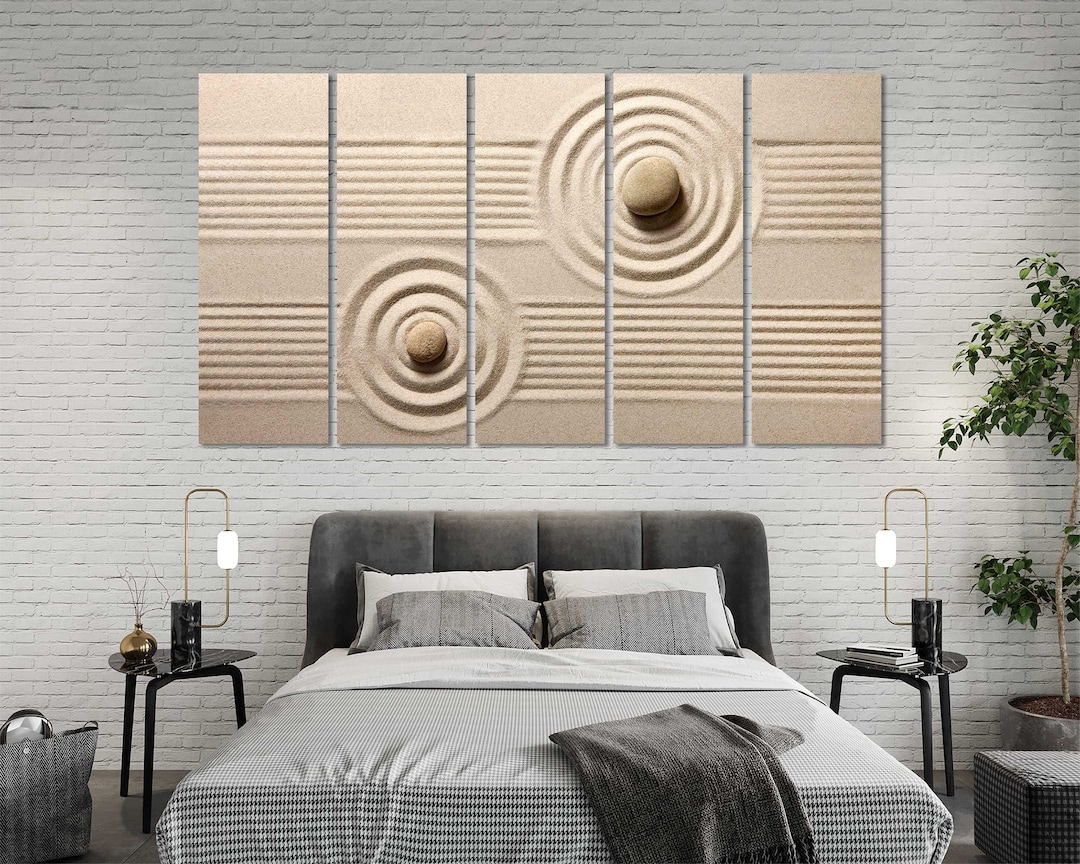 Zen Garden Original Art for Home, Buddhism Religion Print Canvas Sets ...