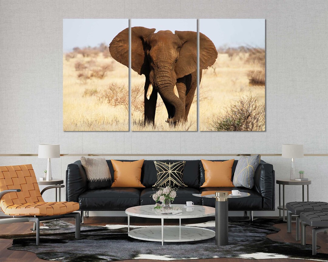 Elephants Pictures for Wall, Big Elephant Painting Wall Decor, Wild ...