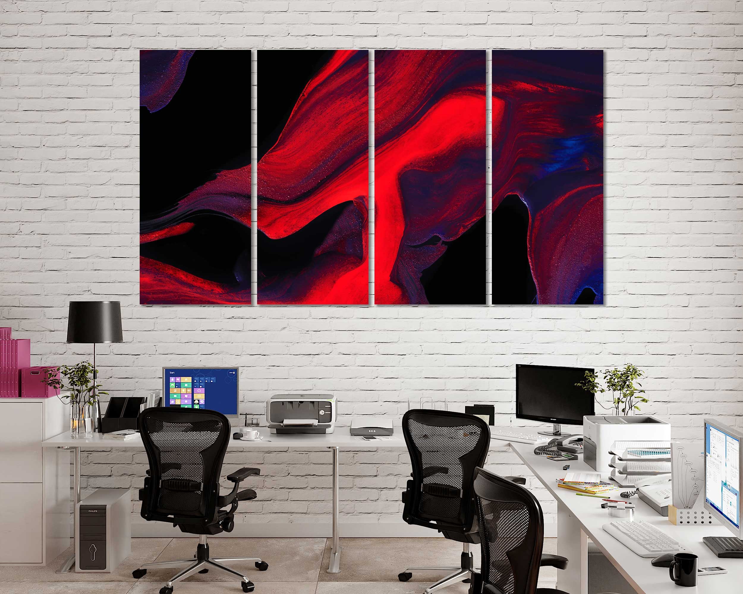 Red Abstract Canvas Art Stylish Abstract Art Print on Canvas | Etsy