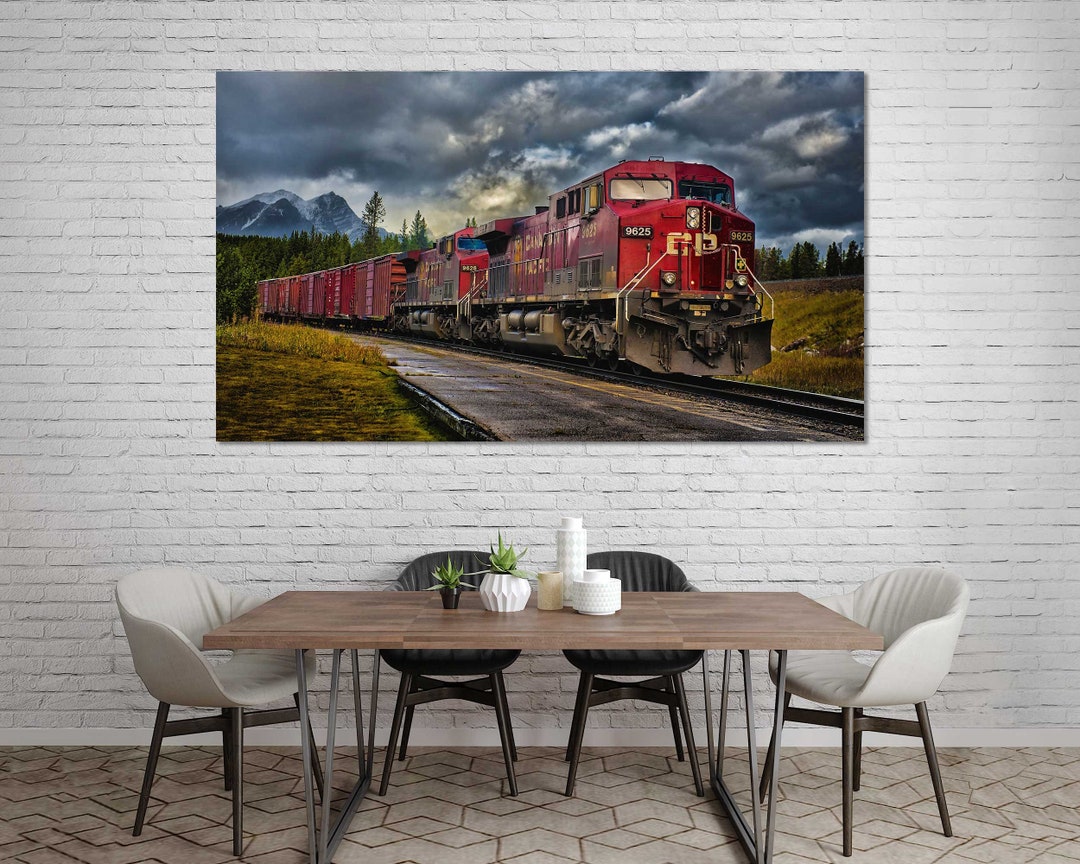 Freight Train Landscape Photography Print – Mountain Railway Wall Art ...