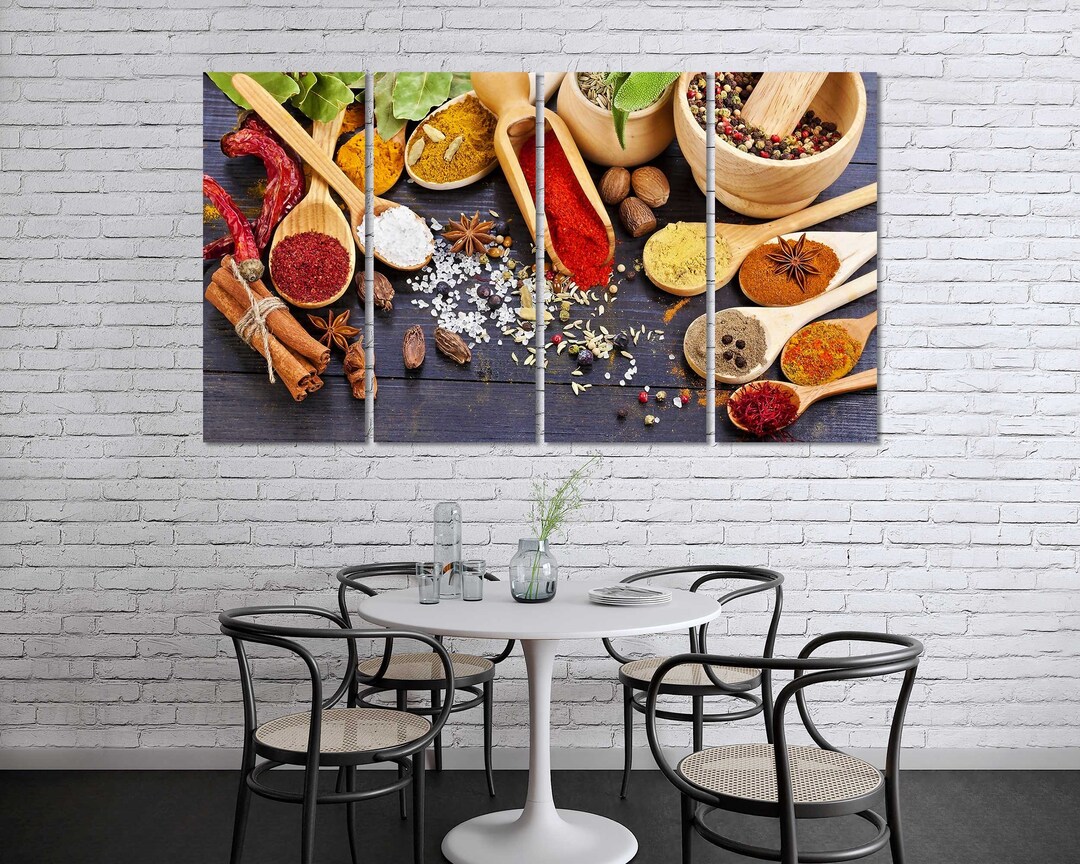 Food and Spices Colorful Art for Kitchen, Cooking Ingredients Printing ...