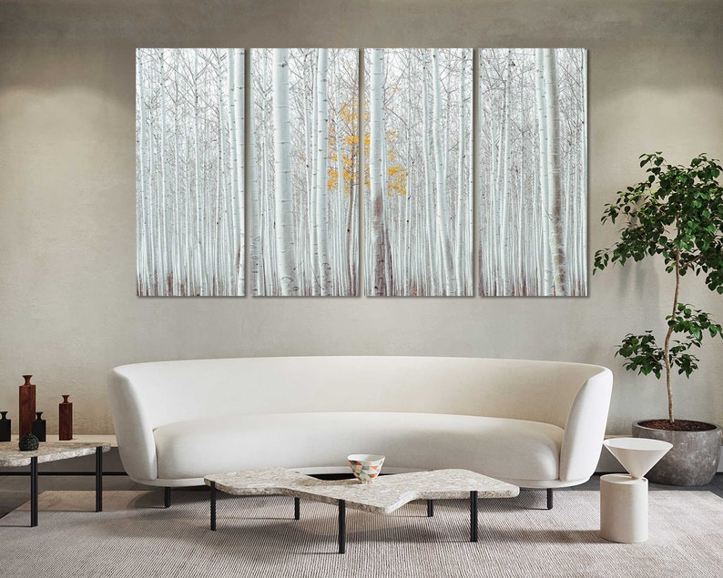 White Forest Trees Fashion Home Decor, White Trees Pictures Wall Art ...