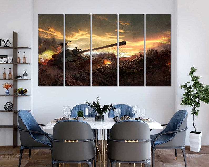 Tank on Battlefield Canvas, Military Wall Decor - Etsy