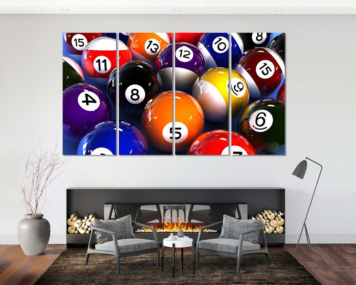 Billiard Balls Modern Wall Art Colorful Balls Artwork for | Etsy
