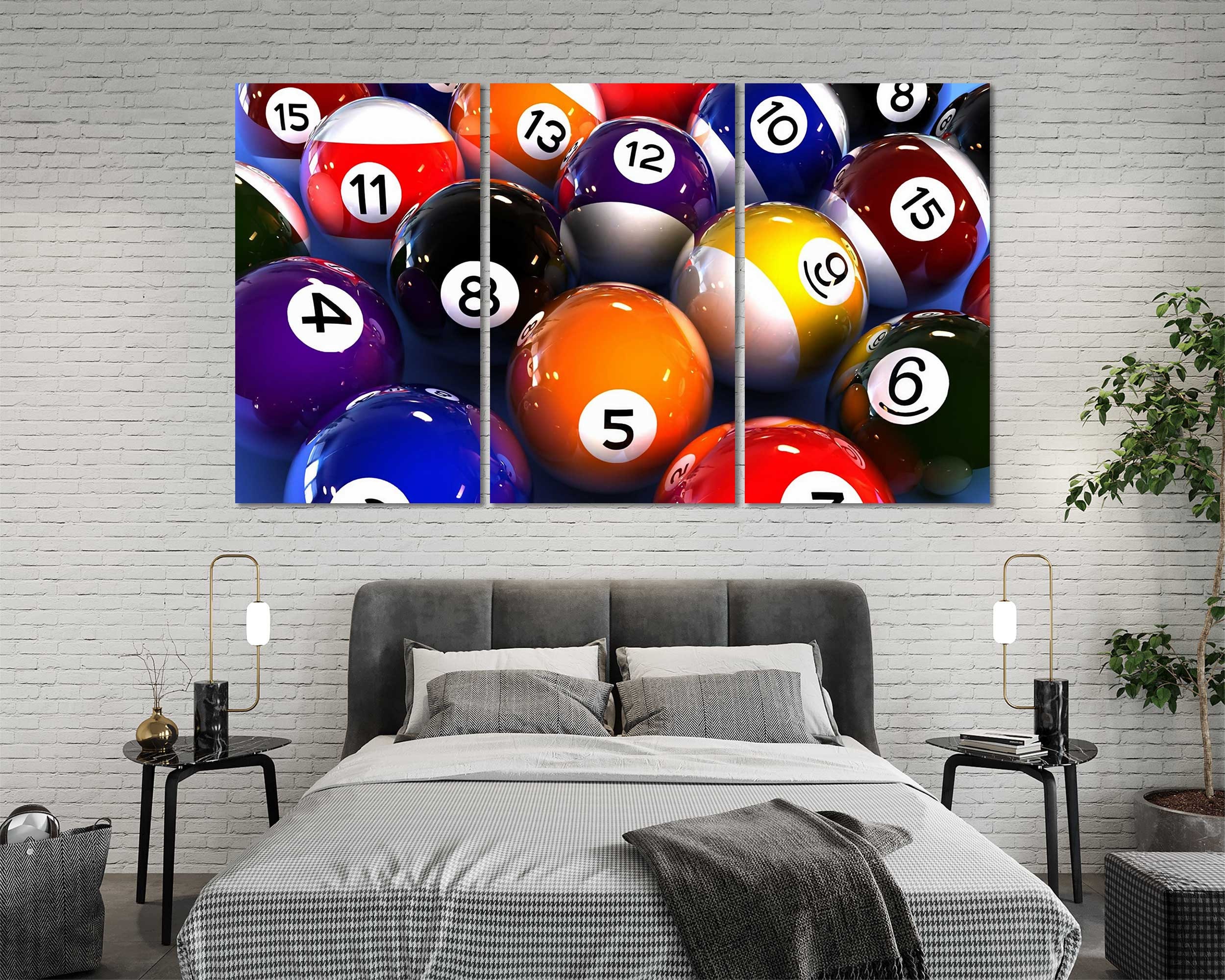 Billiard Balls Modern Wall Art, Colorful Balls Artwork for Home ...