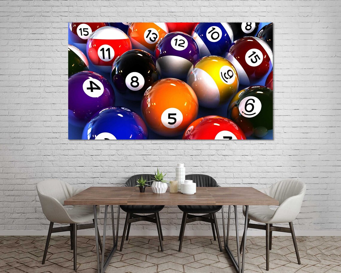 Billiard Balls Modern Wall Art Colorful Balls Artwork for | Etsy