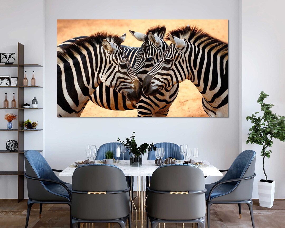Zebras Home Wall Art, Zebra's Family Large Decor for Wall, Wild Animals ...