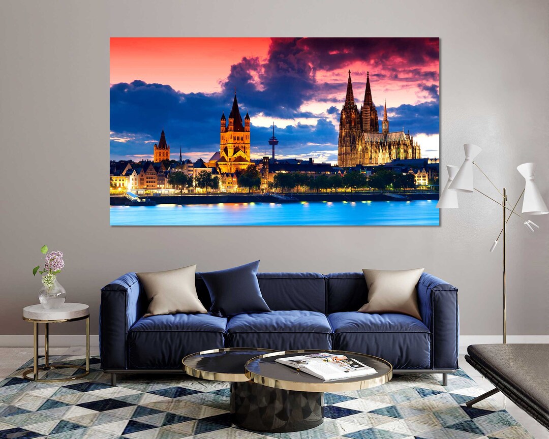 Cologne Large Decor, Cologne Cathedral City Wall Decor, Cologne Evening ...