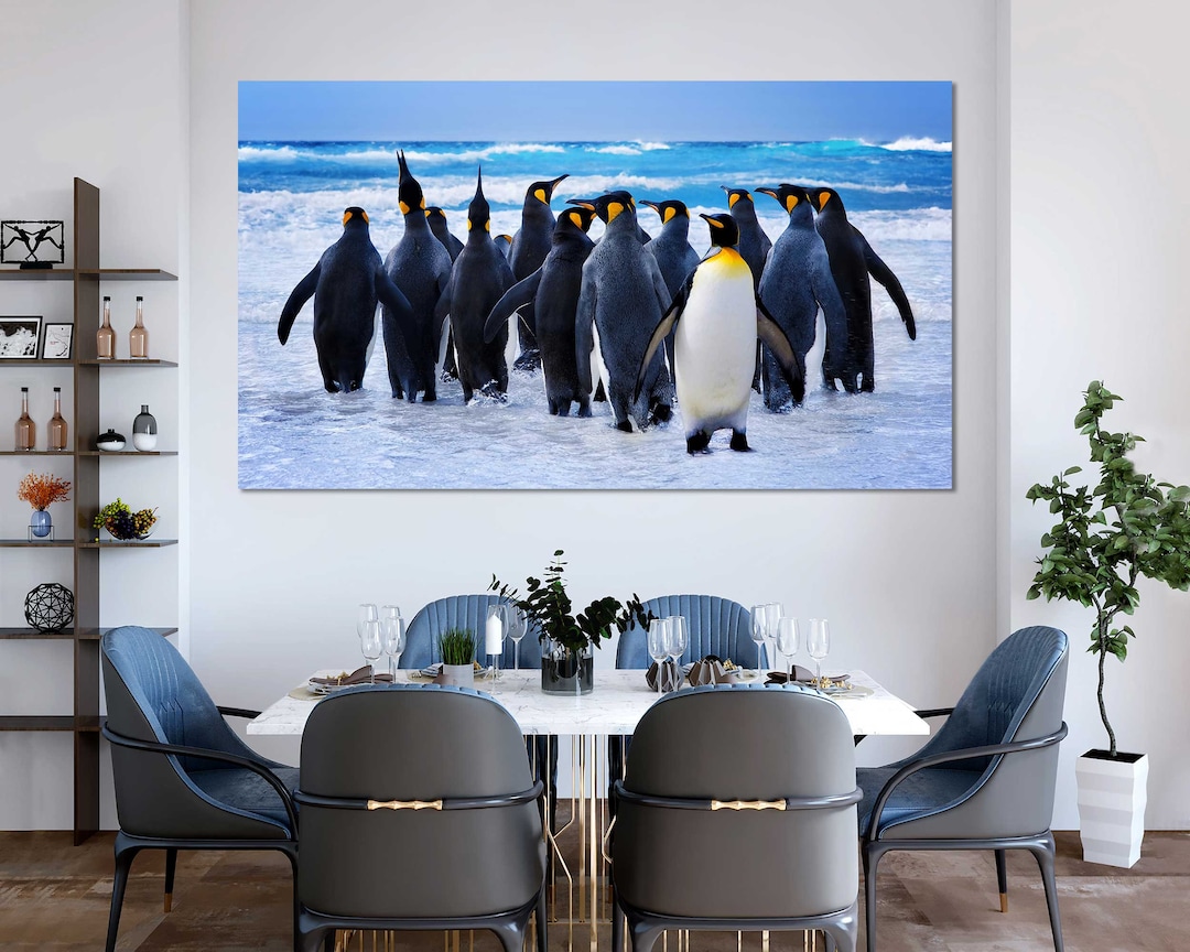 Penguin Art for Interior Room, Penguins Contemporary Artwork on Canvas ...