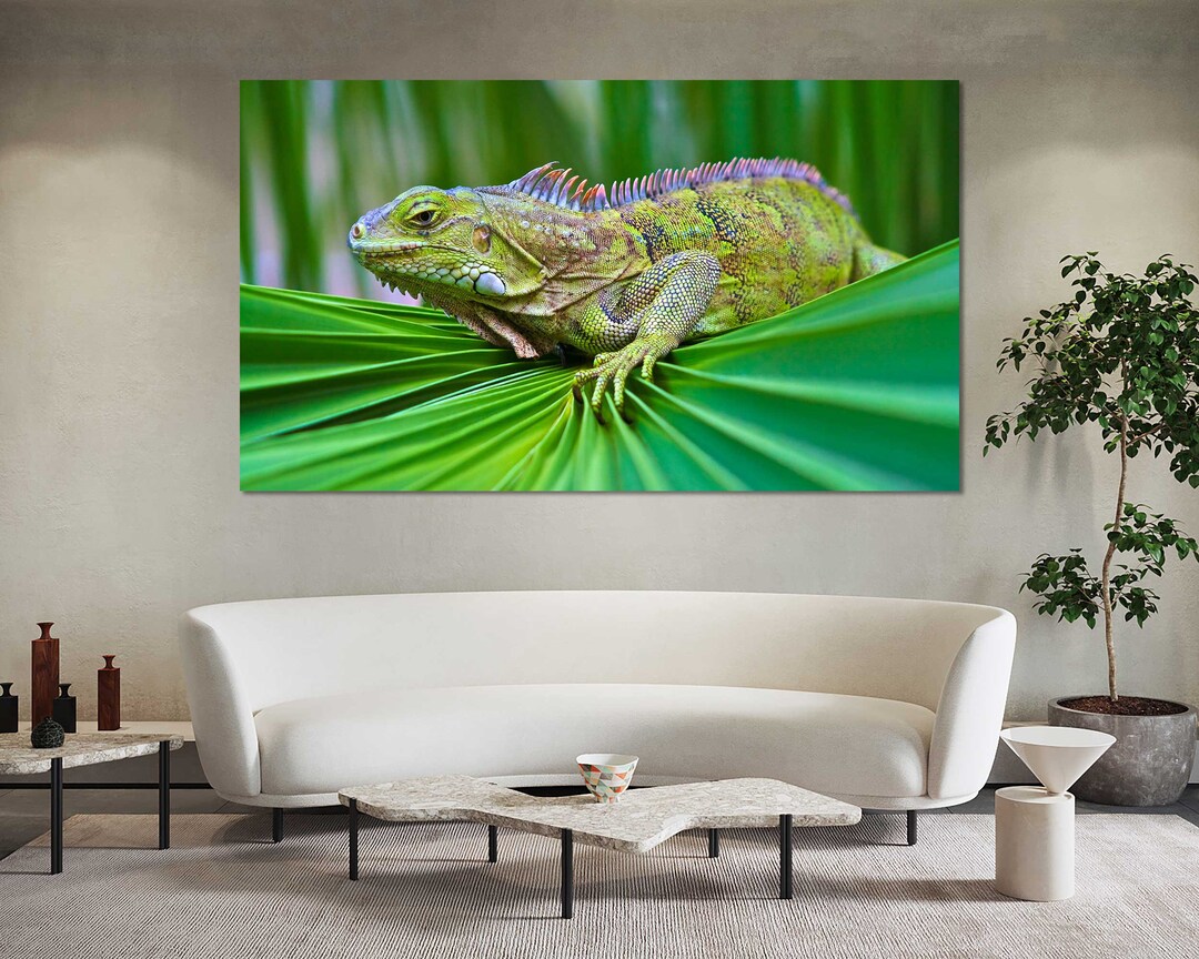 Green Iguana Stylish Home Design Art, Reptiles Print Canvas Wall Art, Lizard Creative Wall Art ...