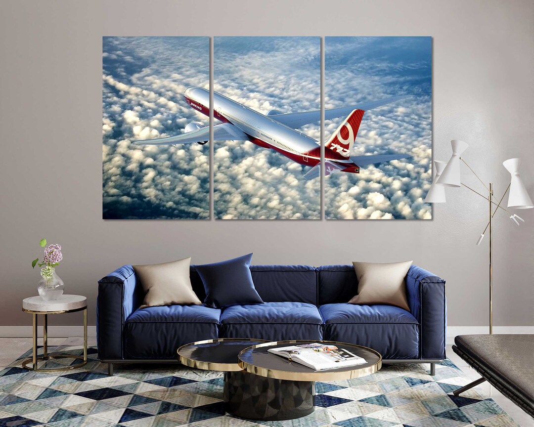 Passenger Airliner Art for Office, Airliner 777 Print on Canvas ...