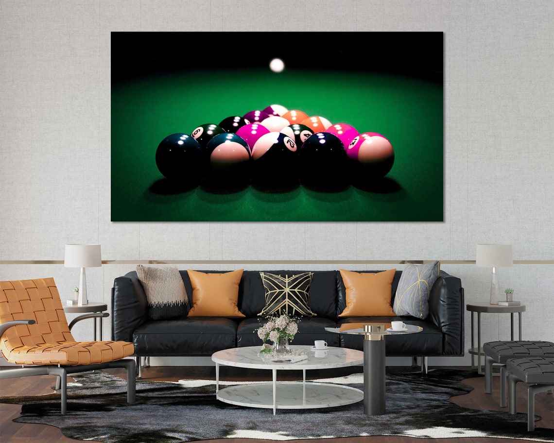 Billiards Stylish Wall Decor Pool Table With Balls Trendy | Etsy