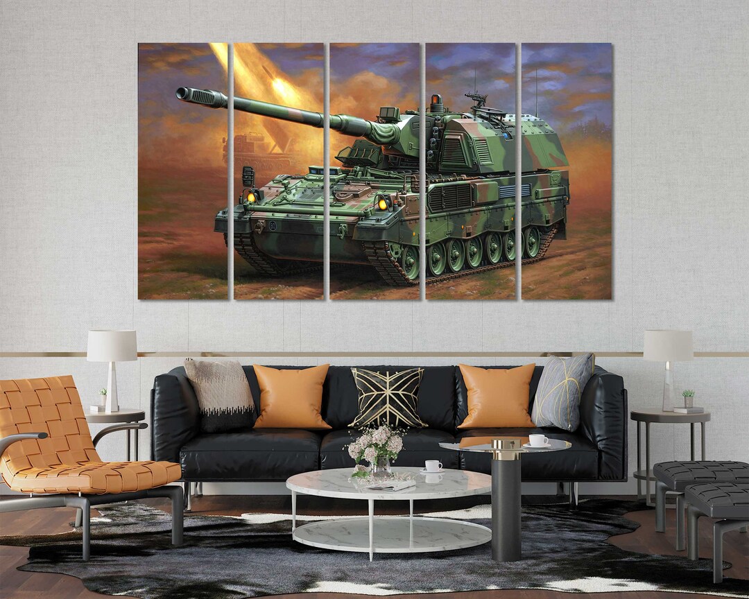 Tank Drawing Art on Canvas, Battlefield Big Artworks for Wall, Tanks ...
