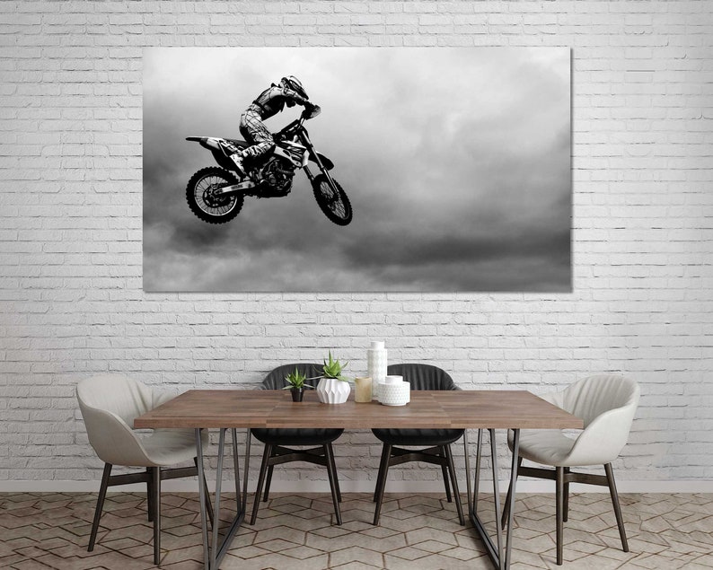 Arte de parede estilosa de motocross, decoração de parede com design de ...