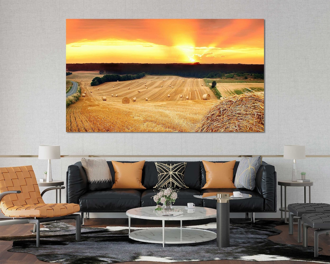 Hay Field Modern Art for Office, Bales of Straw Gifts Art Decor, Hay ...