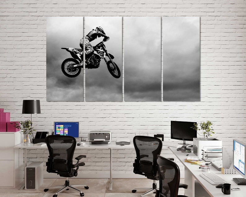 Arte de parede estilosa de motocross, decoração de parede com design de ...