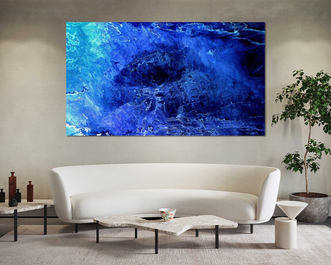 Aqua Abstract Art for Wall Abstract Artwork in Blue Tones Abstract ...
