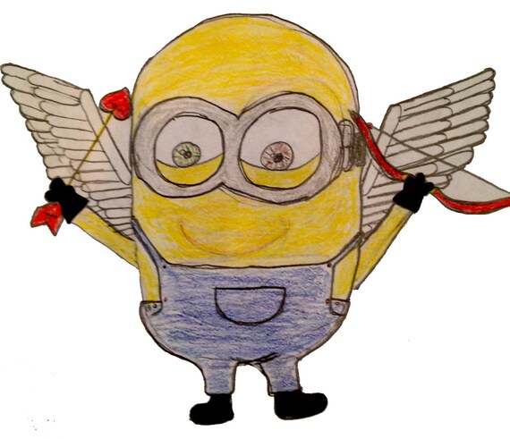Items similar to Cute cupid minion card-custom handmade on Etsy