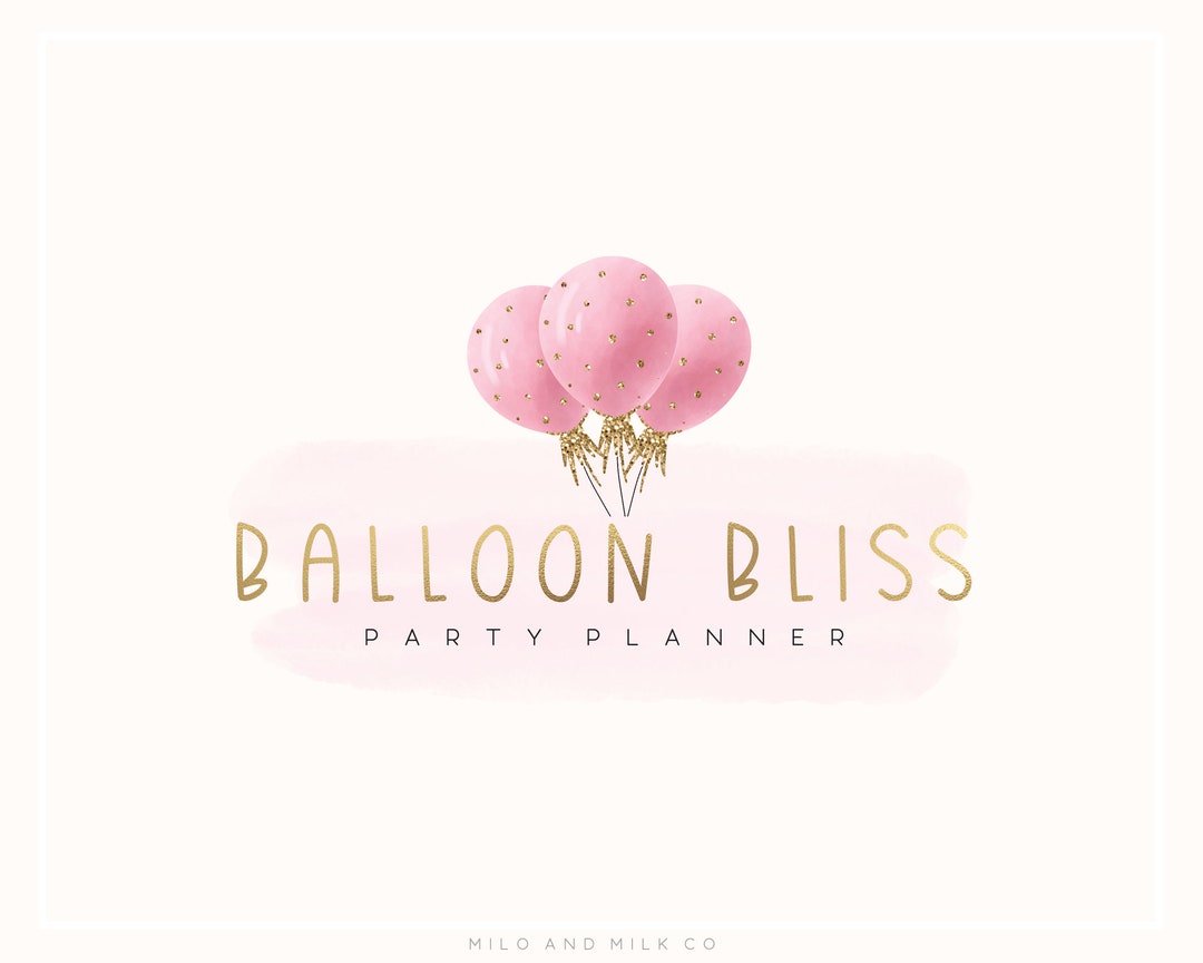 Watercolour Balloons Logo, Party Planner Logo, Party Decoration Logo ...