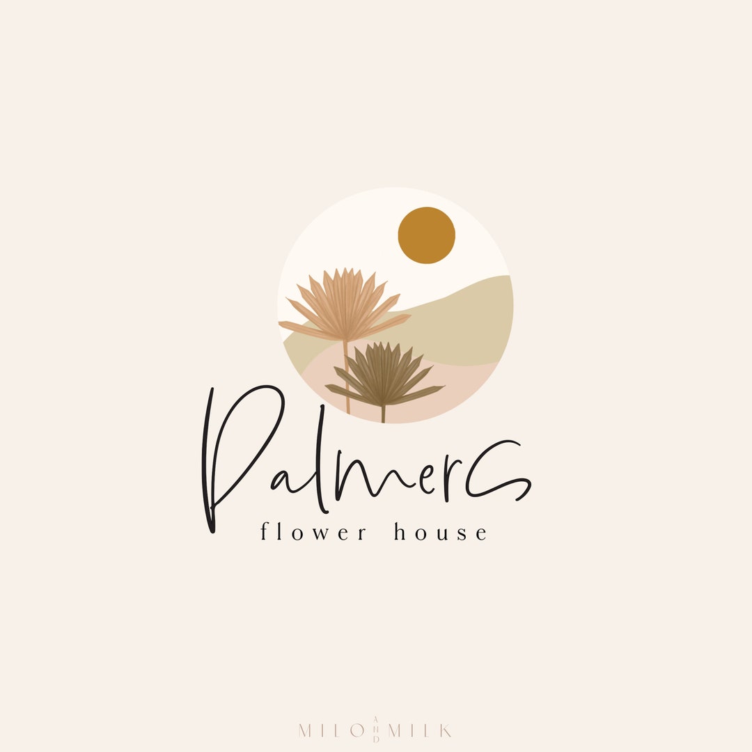 Boho Flower Sunset Logo, Florist Logo, Photography Logo, Dried Flower ...