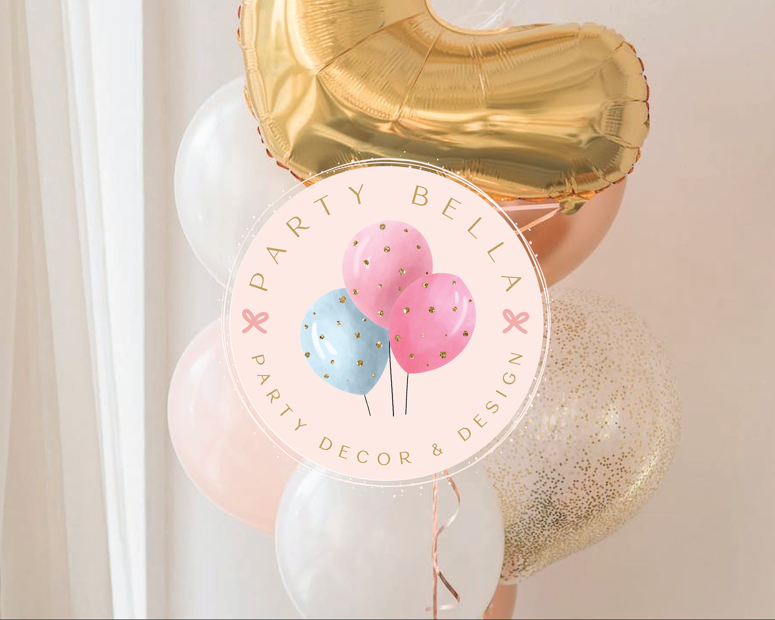 Watercolour Balloon Party Logo, Event Planner Logo, Party Decoration ...