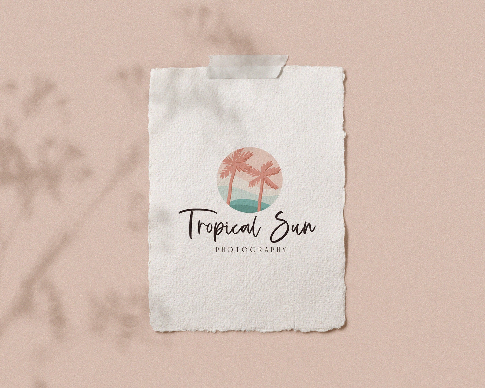 Circular Tropical Sunset Logo, Ocean Logo, Travel Blogger Logo ...