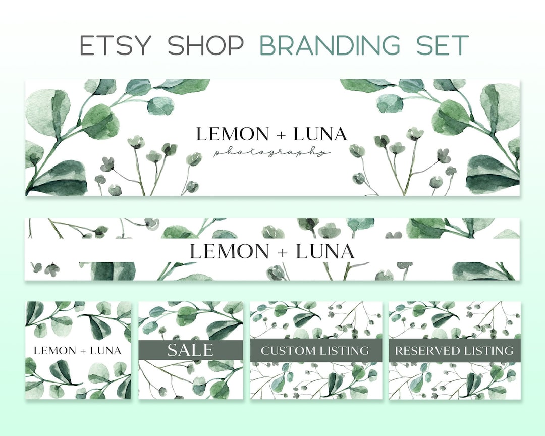 Greenery Etsy Shop Logo Branding Kit, Premade Etsy Logo, Greenery Logo ...