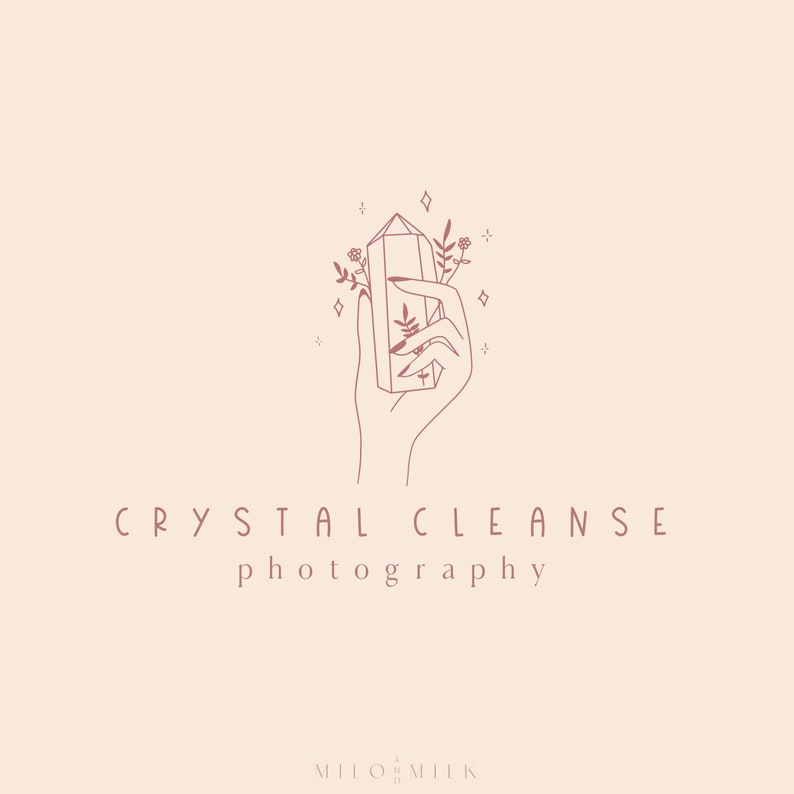 Crystal Hand Logo Gem Logo Jewelry Logo Botanical Logo | Etsy