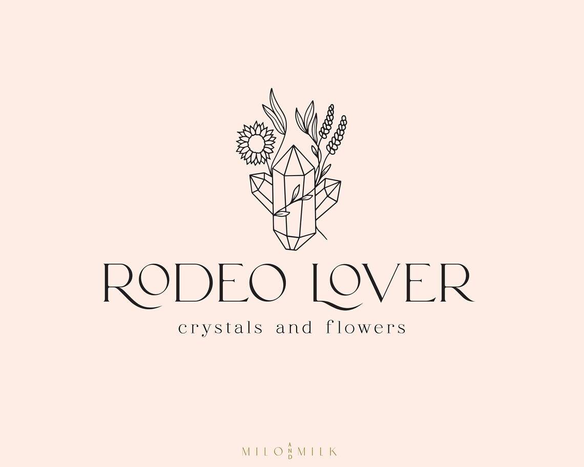 Magic Floral Crystal Logo Magical Logo Crystal Shop Logo - Etsy