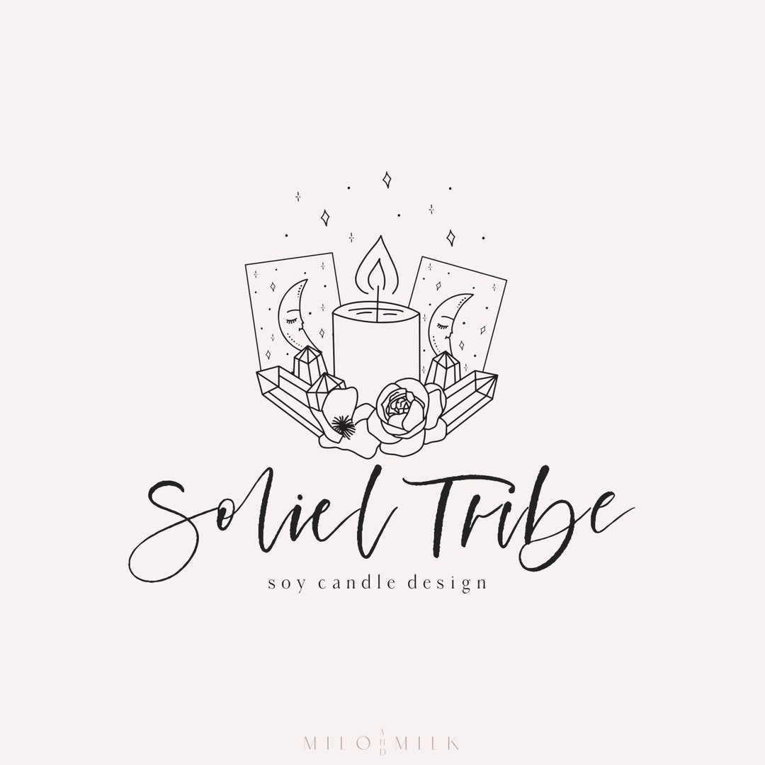 Magic Crystal Healing Logo, Candle Logo, Tarot Shop Logo, Spiritual ...