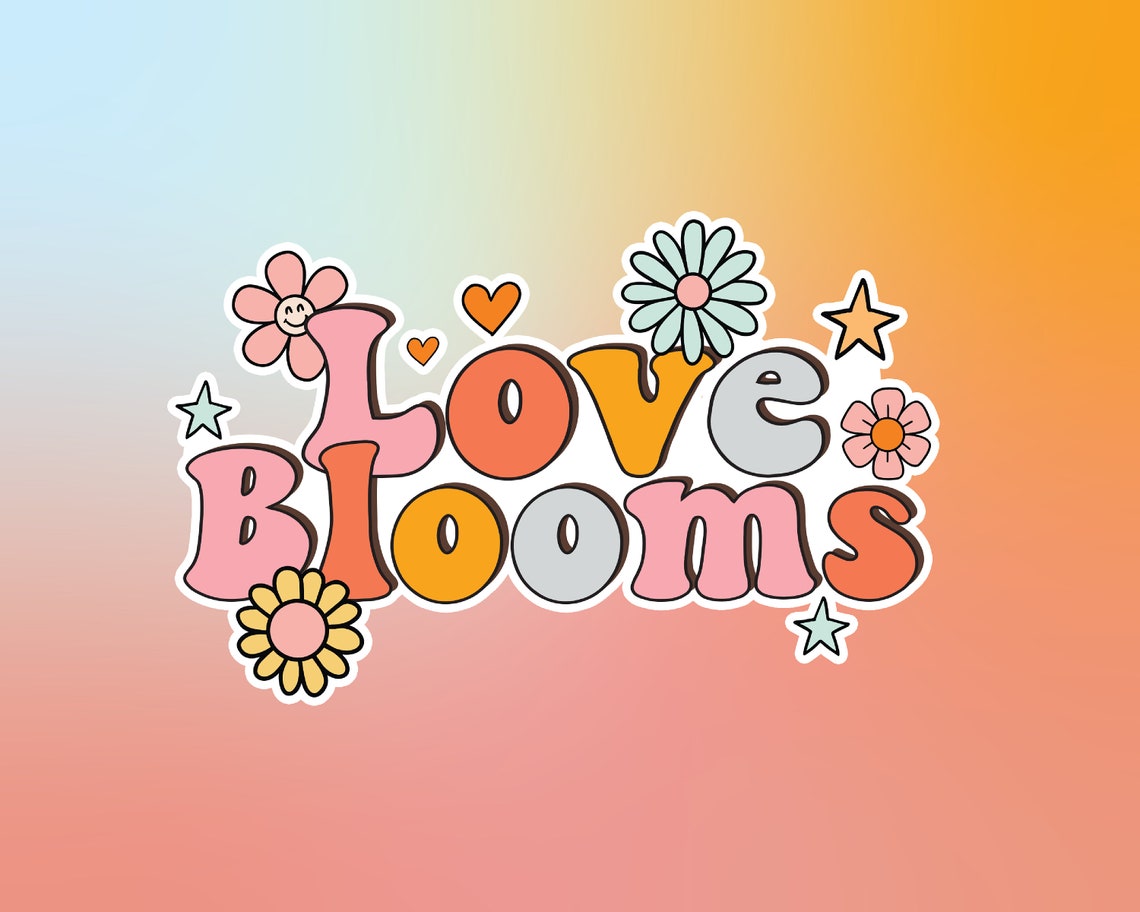 Retro Flower Hippie Logo Premade, Boho Branding Kit, 70s Retro Flower ...