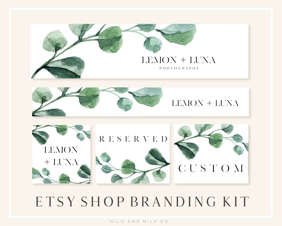 Watercolour Greenery Etsy Shop Banner Set, Etsy Shop Template, Etsy ...