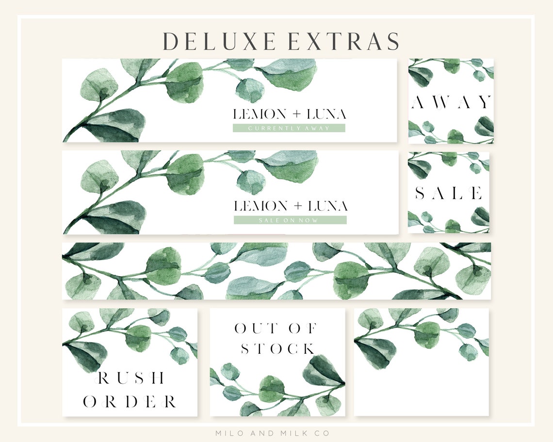 Watercolour Greenery Etsy Shop Banner Set, Etsy Shop Template, Etsy ...