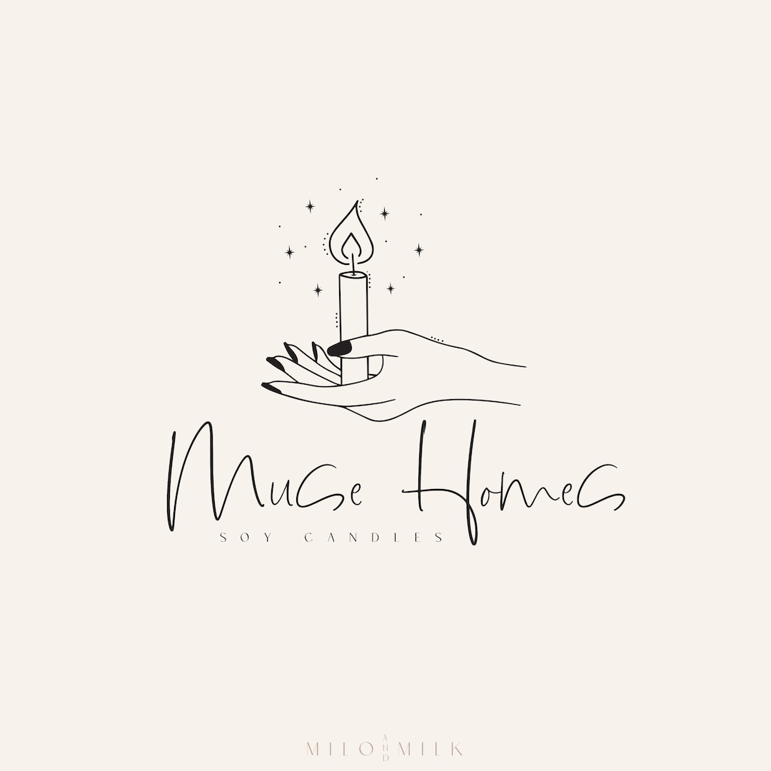 Hand Candle Logo Design, Minimalist Hand Logo, Home Decor Logo, Brand ...