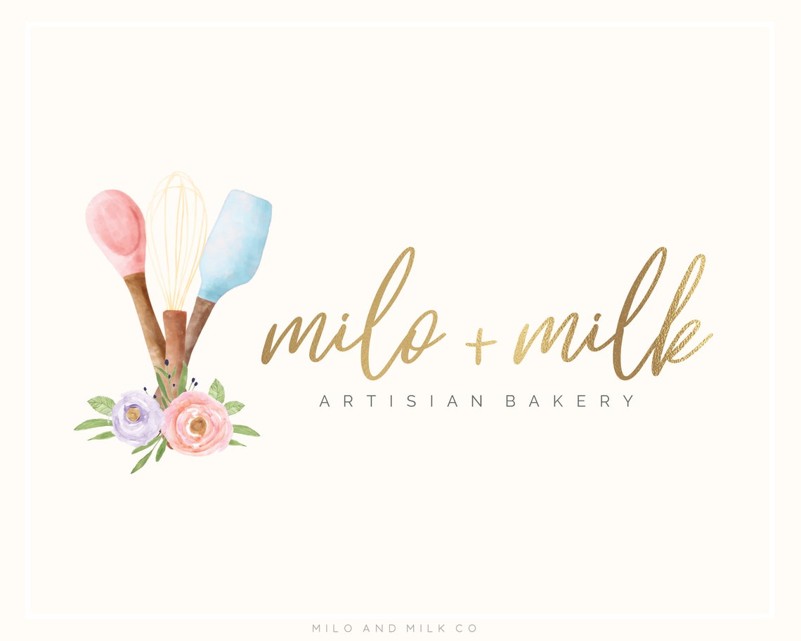 Pastel Baking Whisk Logo Design Baker Branding Cake Shop - Etsy