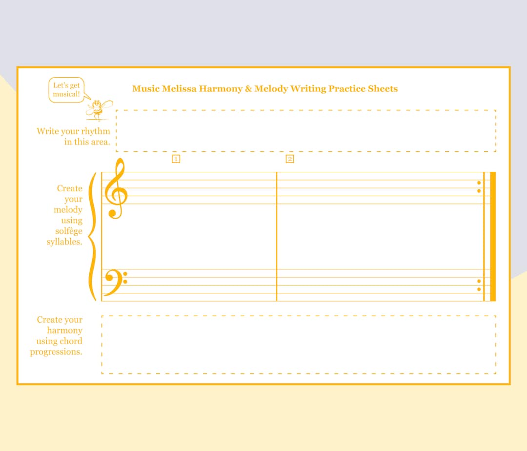 Printable Music Melissa Harmony & Melody Writing Practice Sheets - PDF ...