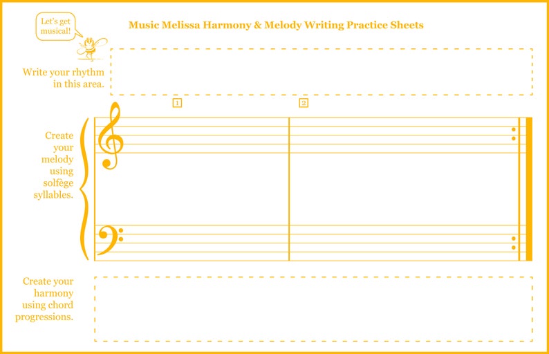 Printable Music Melissa Harmony & Melody Writing Practice Sheets - PDF ...