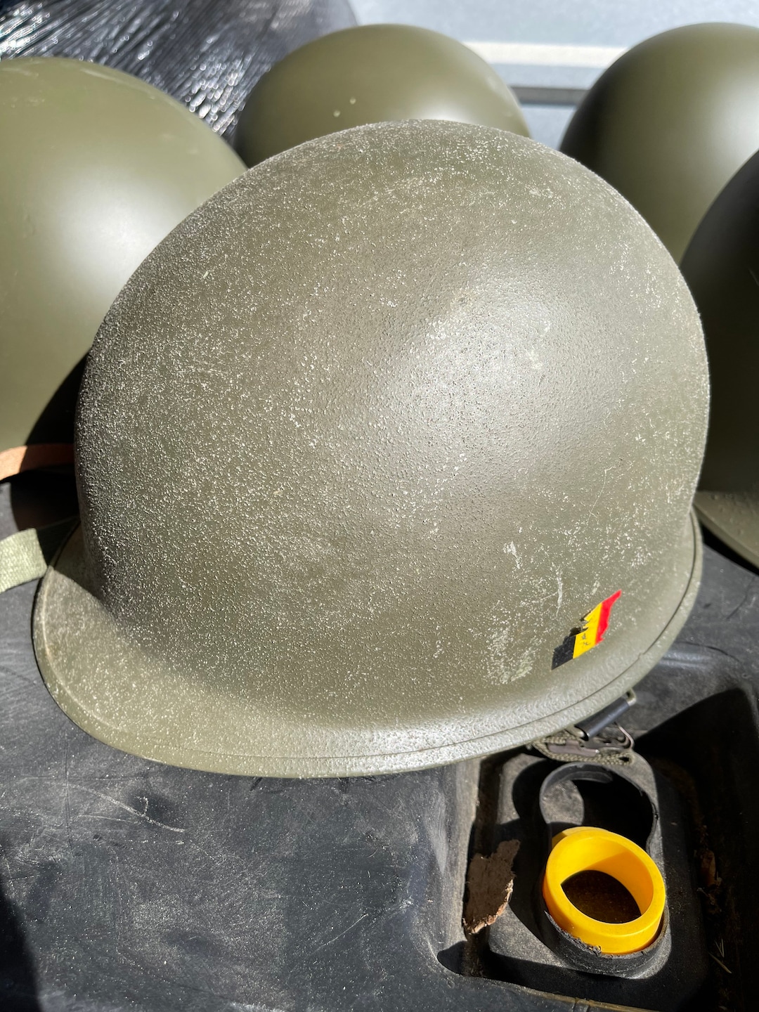 Genuine Vintage Belgian M51 Steel Pot Helmet W/ Liner and Chin Strap ...