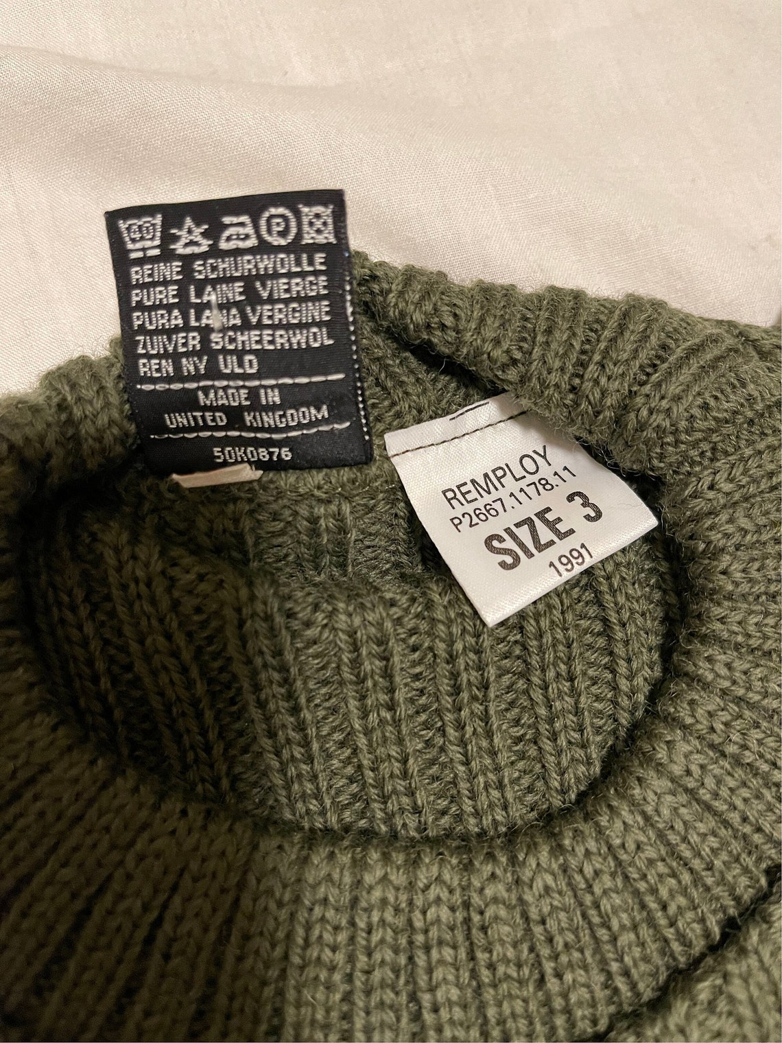 Genuine British Army Vintage 100% Wool Commando Sweater Olive Green ...