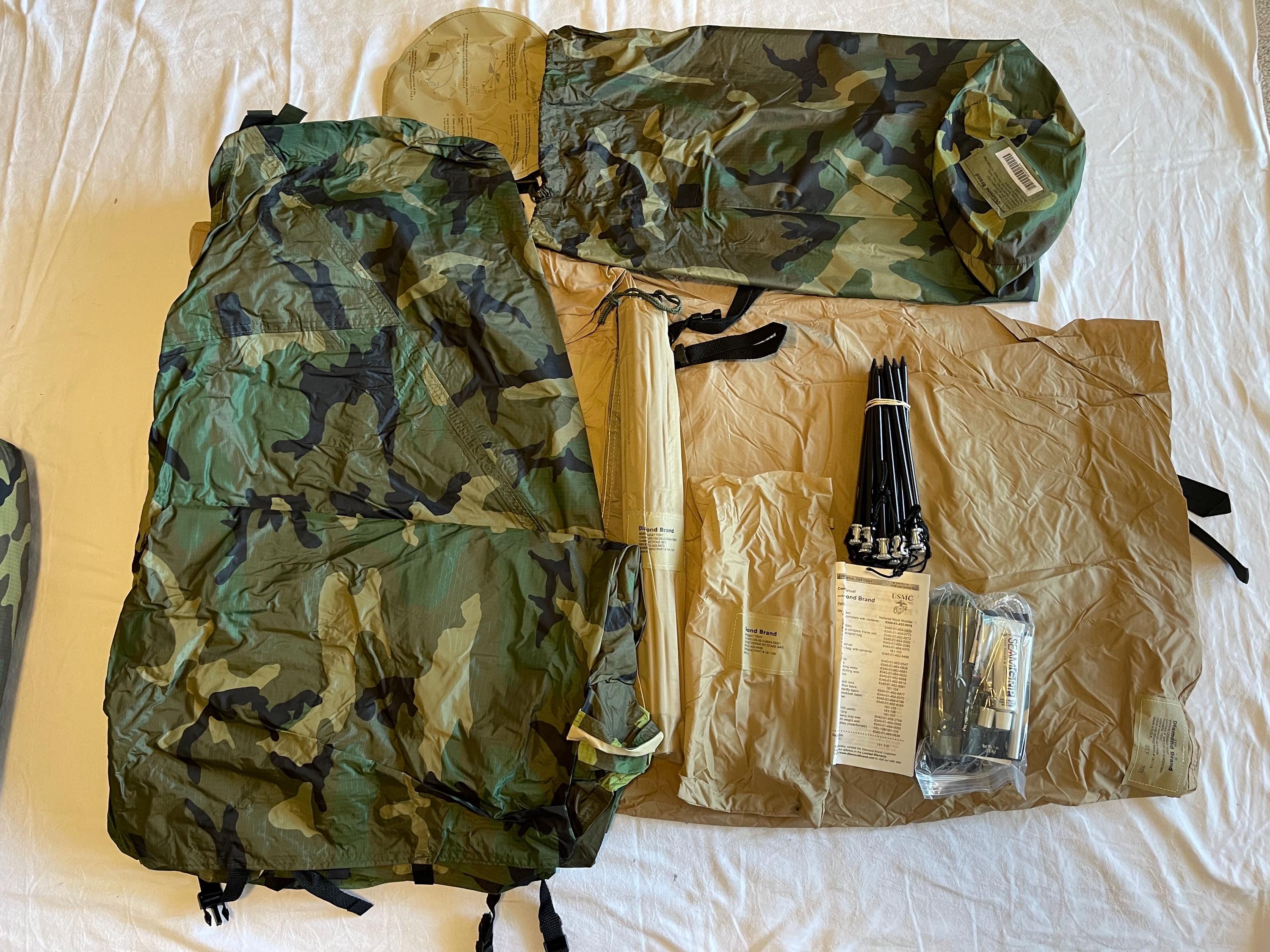 New USMC 2 Two Man Combat Tent Eureka/ Diamond Brand Complete Set ...