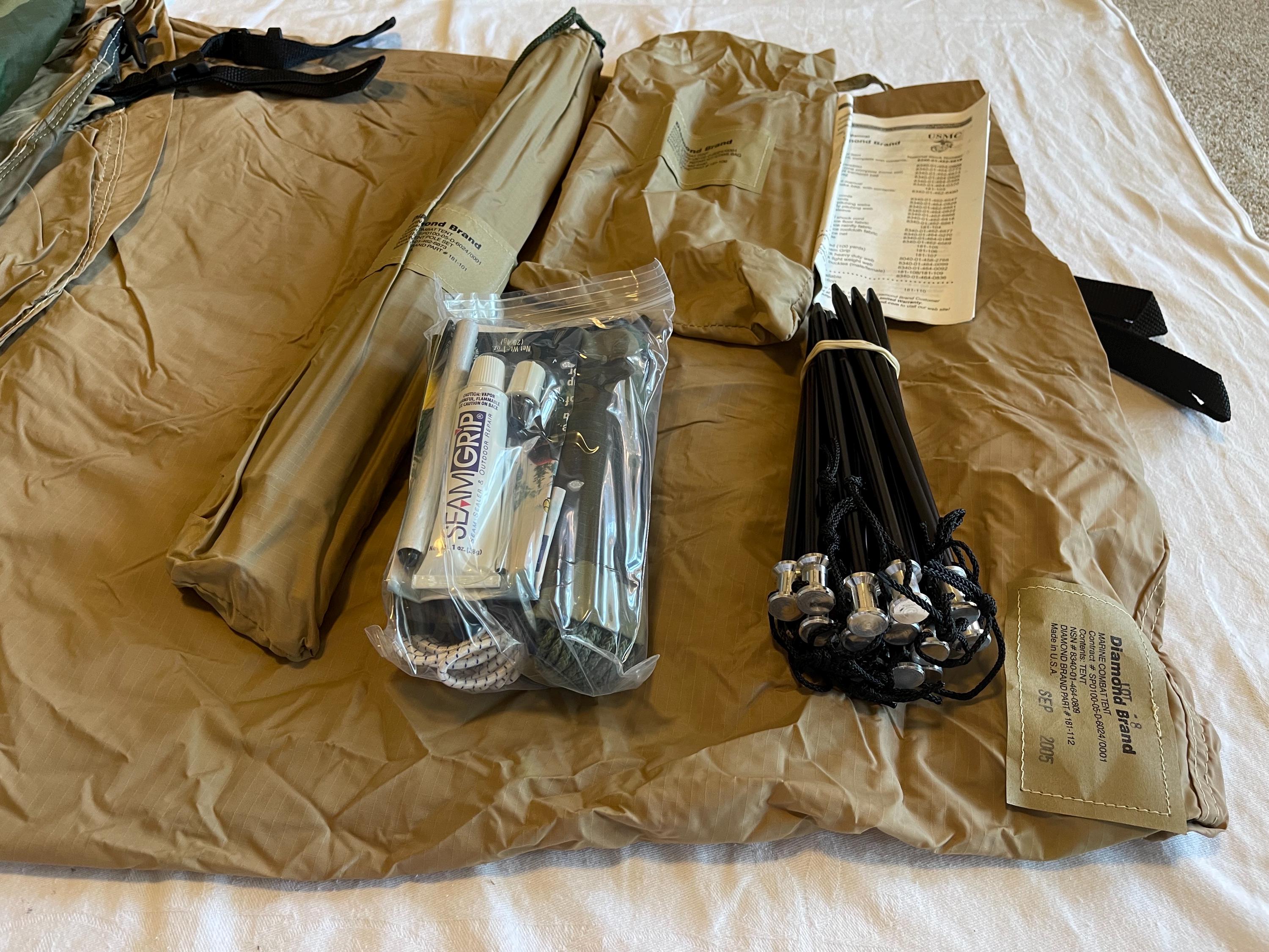 New USMC 2 Two Man Combat Tent Eureka/ Diamond Brand Complete Set ...