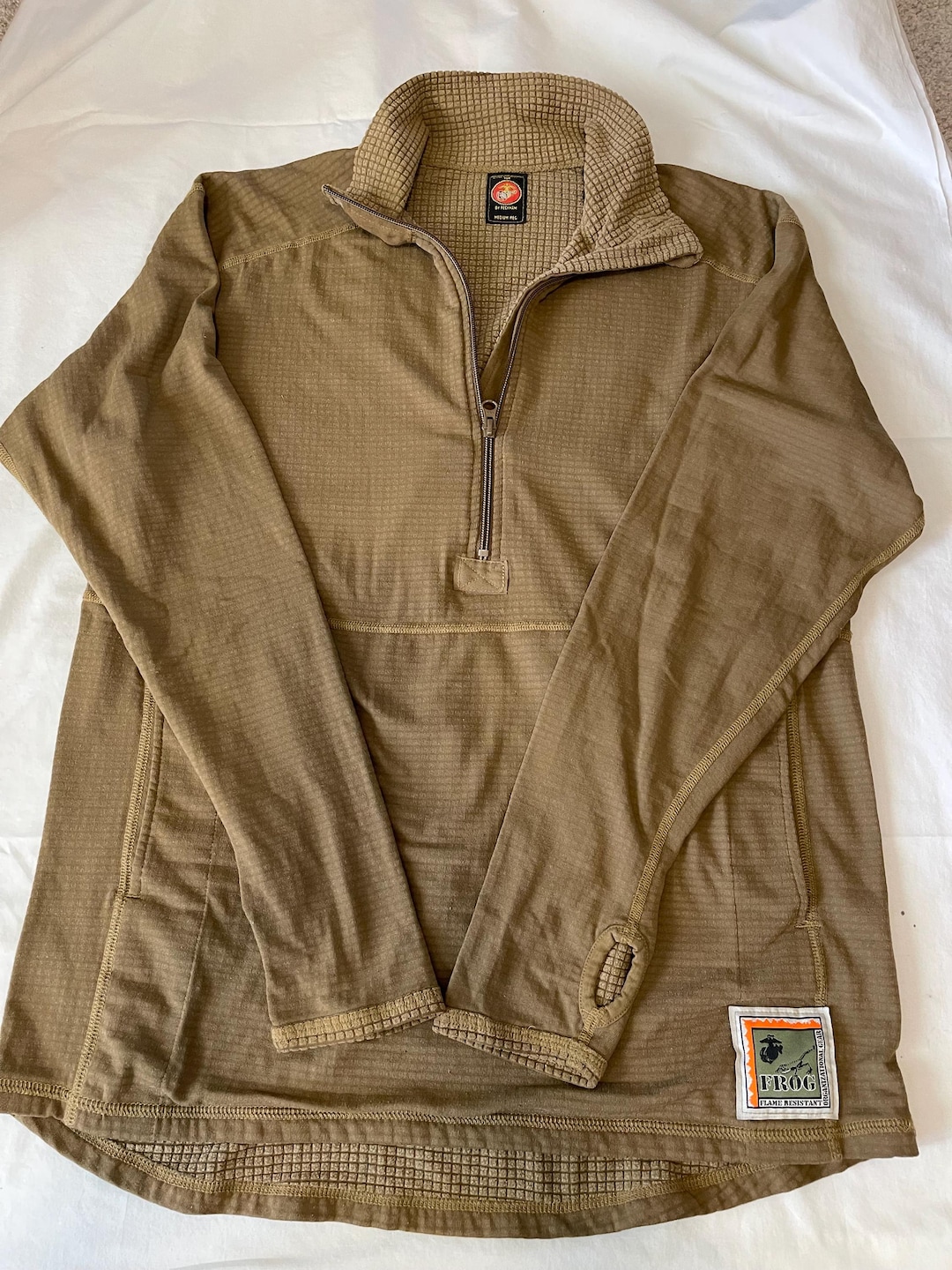 USMC Marine Cold Weather Level 2 Grid Pattern Coyote Tan Half Zip Top ...