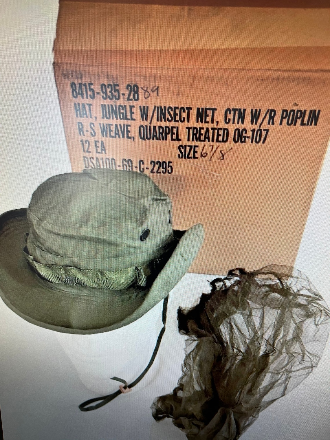 US Military Authentic Vietnam Era OD Green Sun Boonie Hat Water ...